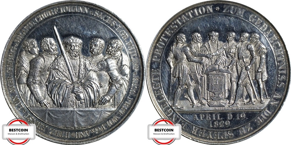 DEUTSCHLAND 1829 Medaille - Protestation zu Speyer PR AU-58 | MA-Shops