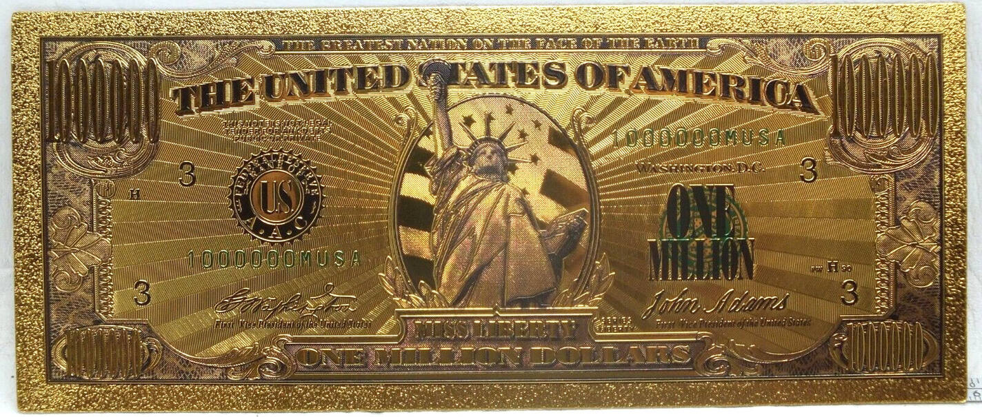 USA Banknoten Dollar Lady Liberty $1000000 Million Novelty 24K Gold ...