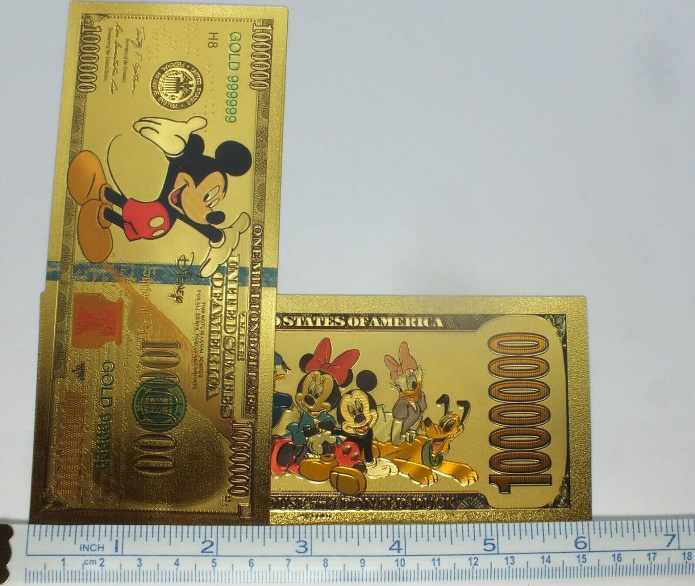 USA Banknoten Mickey, Goofy & Donald Disney $1000000 Note Novelty 24K ...