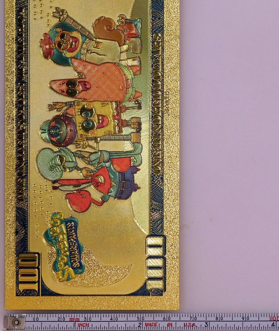 USA Mr Krabs Spongebob Cartoon $100 Novelty 24K Gold Foil Plated Note ...
