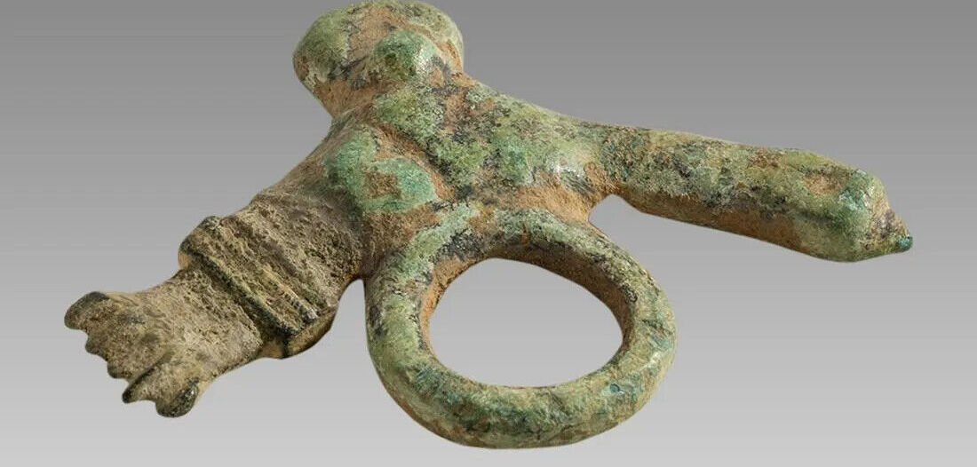 Ancient Roman Bronze winged Phallus Amulet c.2nd cent AD. Size 2 3/4 ...