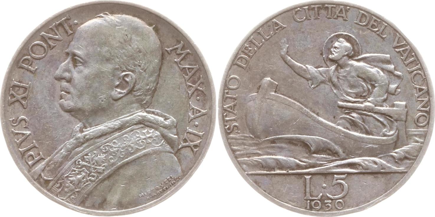 Vatikan 5 Lire 1930 Pius XI., 1922 - 1939 VF+ | MA-Shops