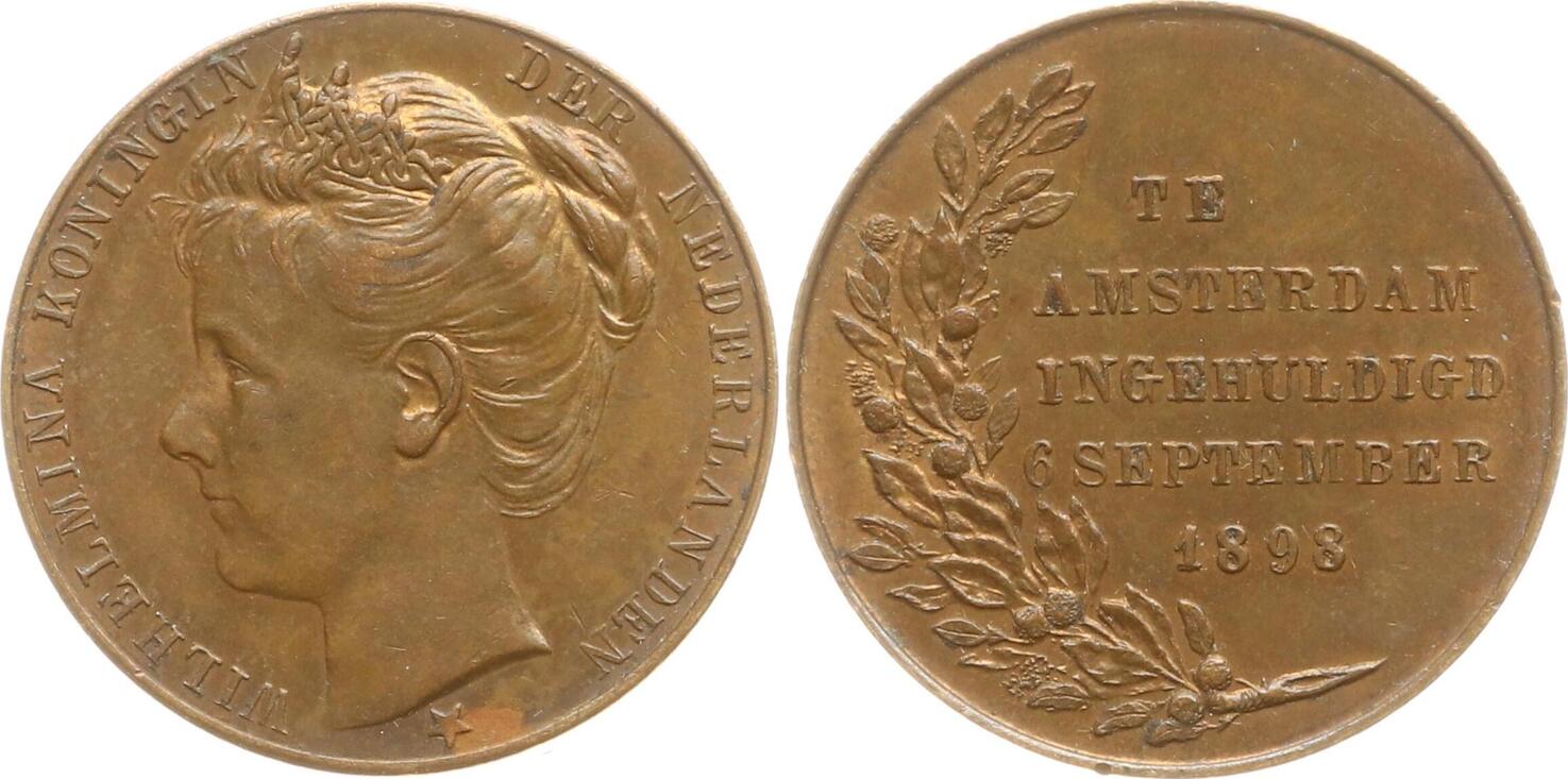 Niederlande, Königreich Bronzejeton 1898 Wilhelmina, 1890 - 1948, auf ...