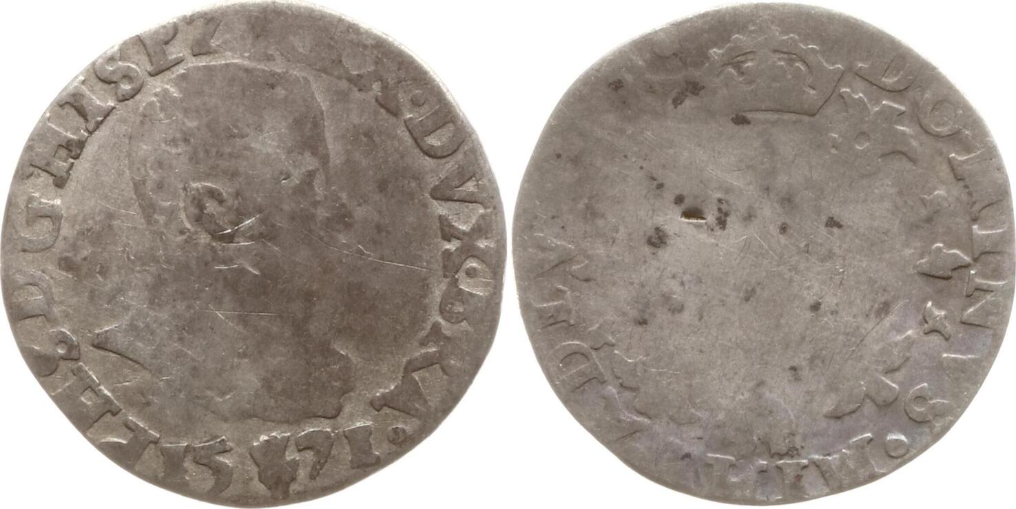 Spanische Niederlande Belgien-Brabant 1/10 Ecu 1571 Philipp II. von ...