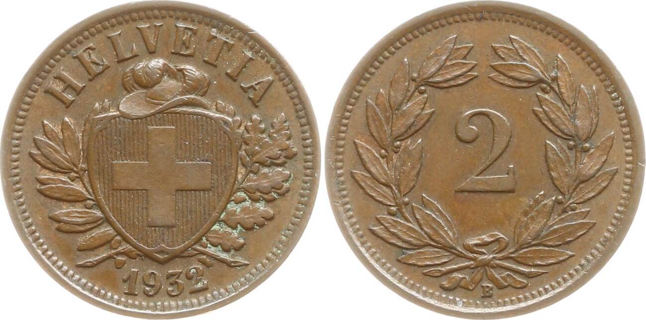 Schweiz 2 Rappen 1932 B VF-EF | MA-Shops
