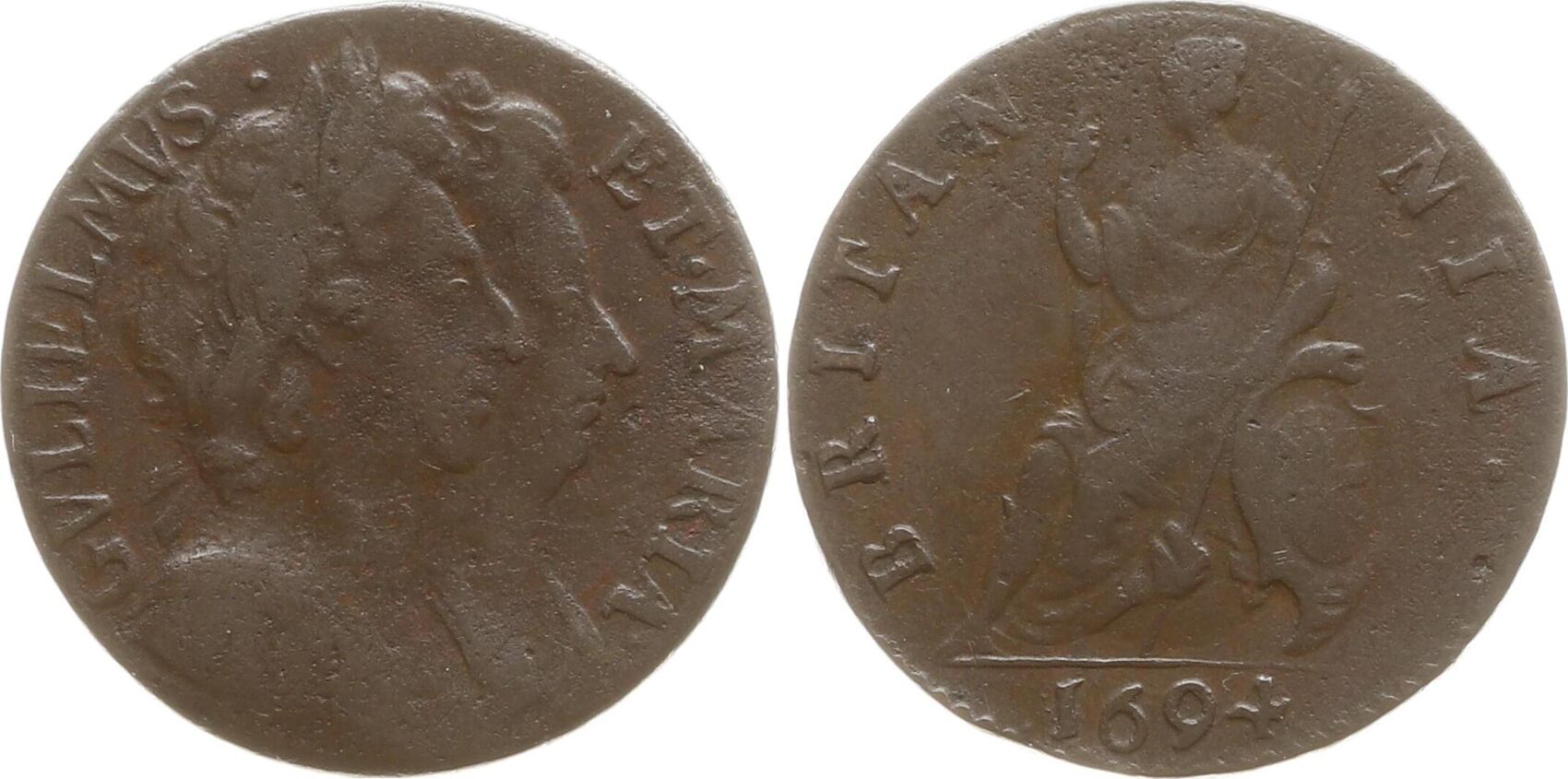 Großbritannien Farthing 1694 William III. und Mary II., 1689 - 1694 F ...