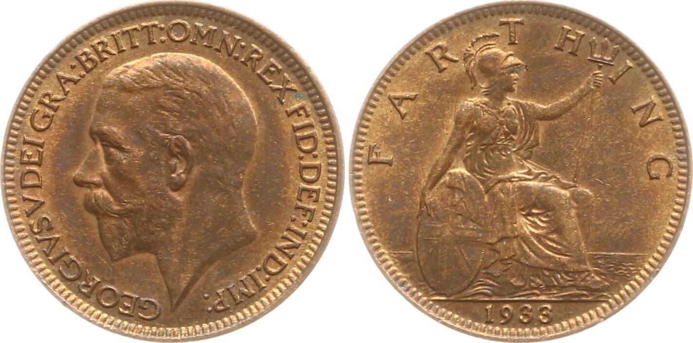 Großbritannien Farthing 1933 George V., 1910 - 1936 AU mit feinem ...