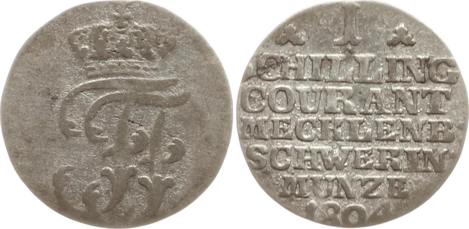 Mecklenburg-Schwerin, Herzogtum 1 Schilling 1804 Friedrich Franz I., 1785 - 1837 VF | MA-Shops