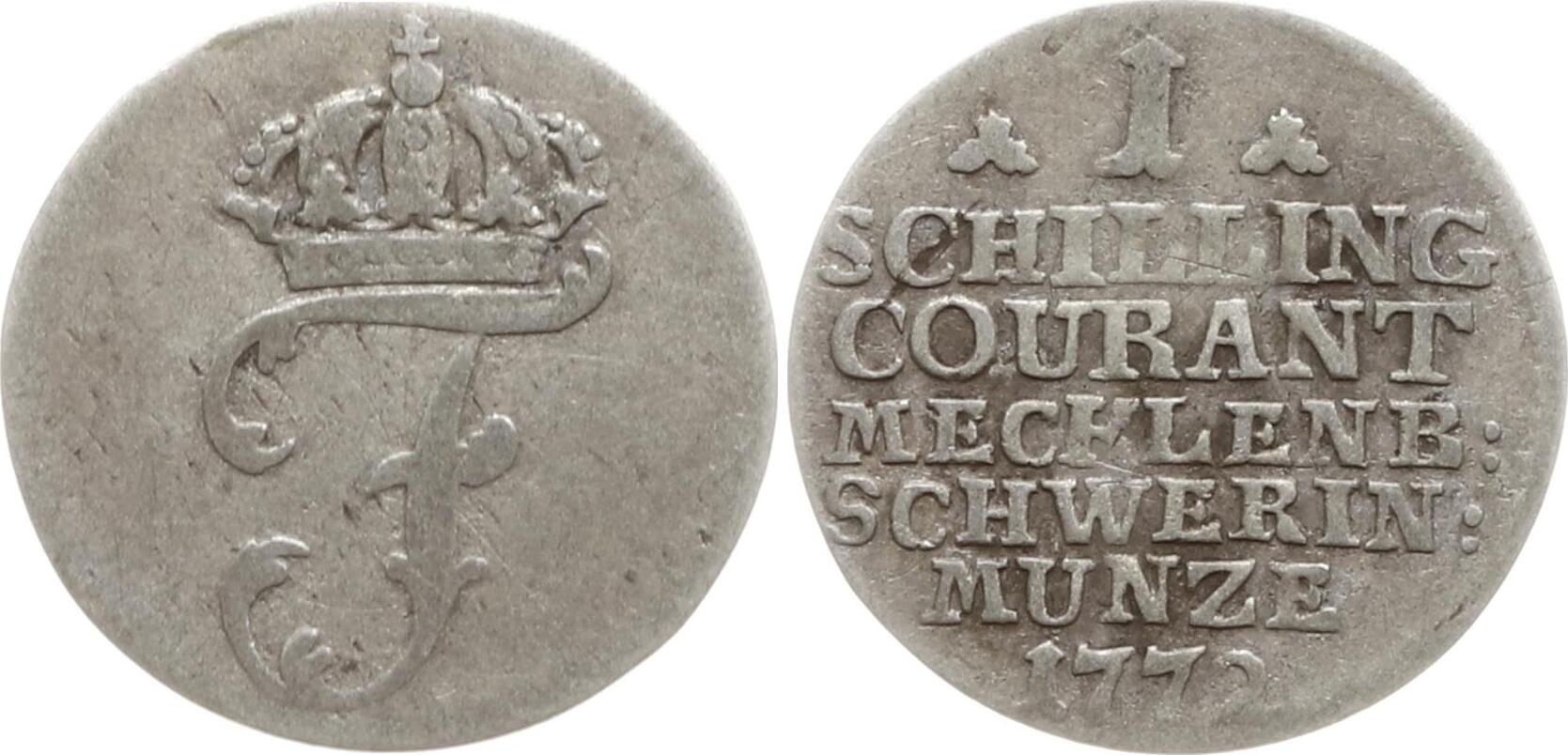 Mecklenburg-Schwerin, Herzogtum 1 Schilling 1772 Friedrich, 1756 - 1785 VF | MA-Shops