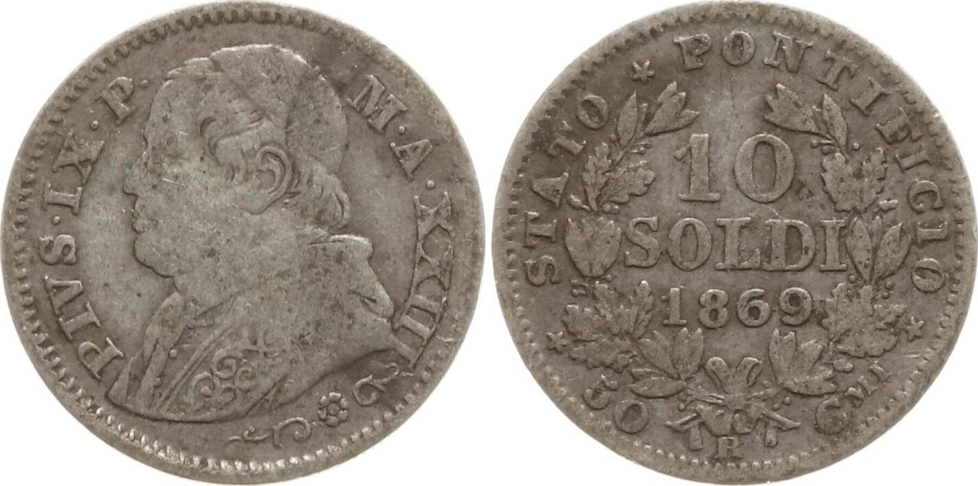Vatikan 10 Soldi 1869 R Pius IX., 1846 - 1878, An XXIII VF | MA-Shops