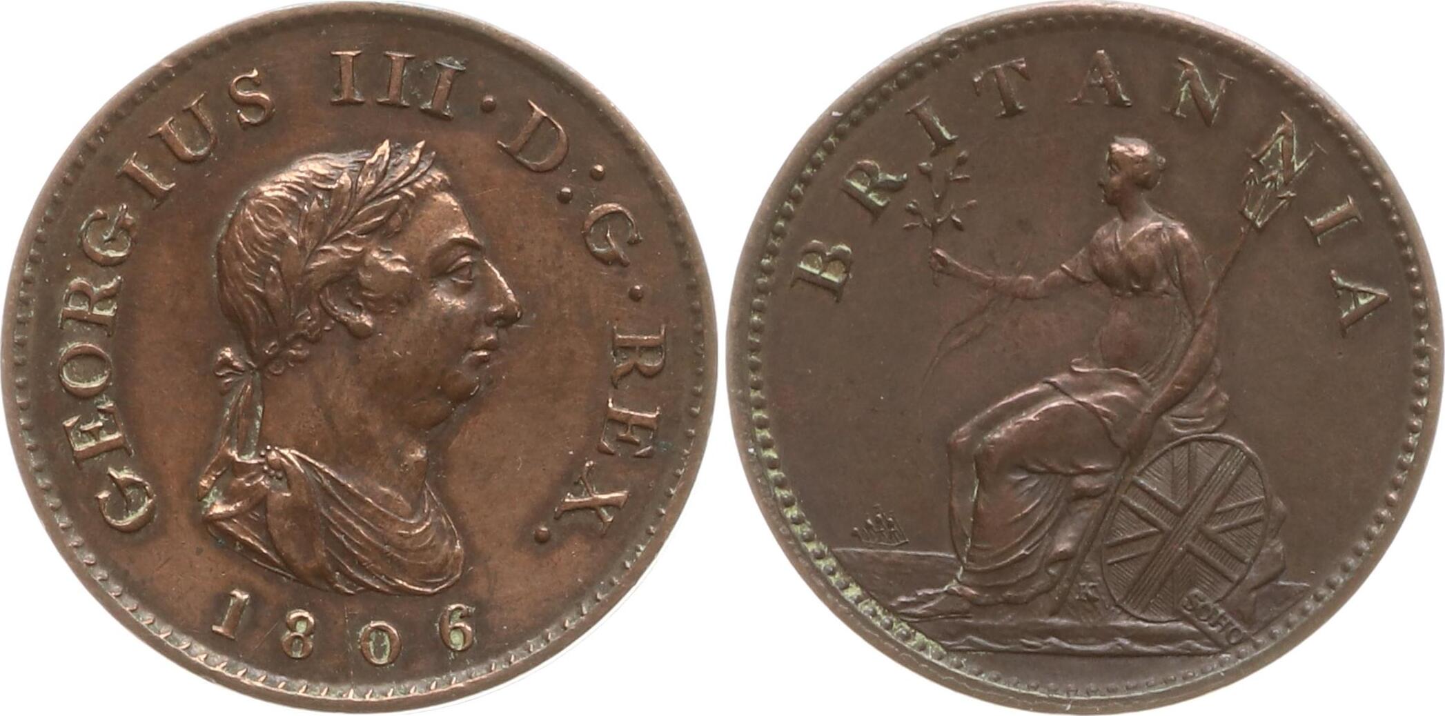 Großbritannien Farthing 1806 George III., 1760 - 1820 VF-EF | MA-Shops