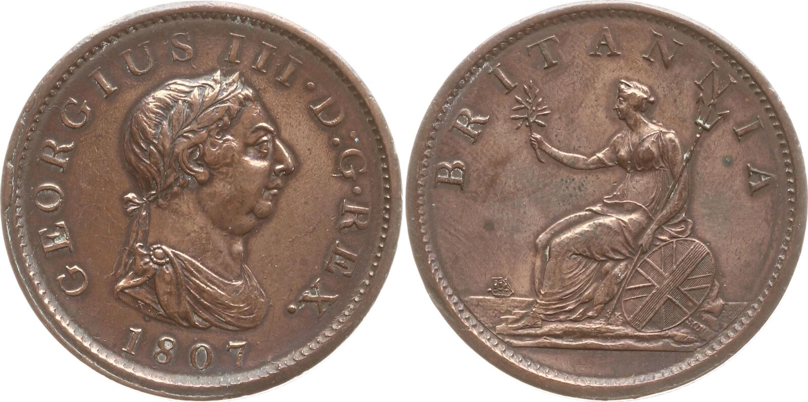 Großbritannien Penny 1807 George III., 1760 - 1820 VF-EF, etwas ...