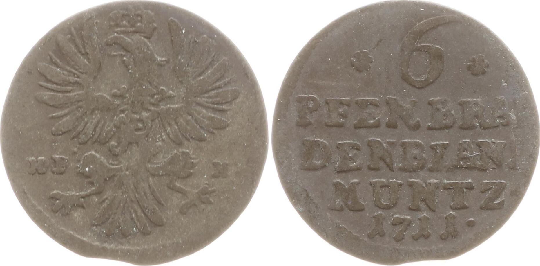 Brandenburg-Preußen, Königreich 6 Pfennig 1711 HFH Friedrich I., 1701 ...
