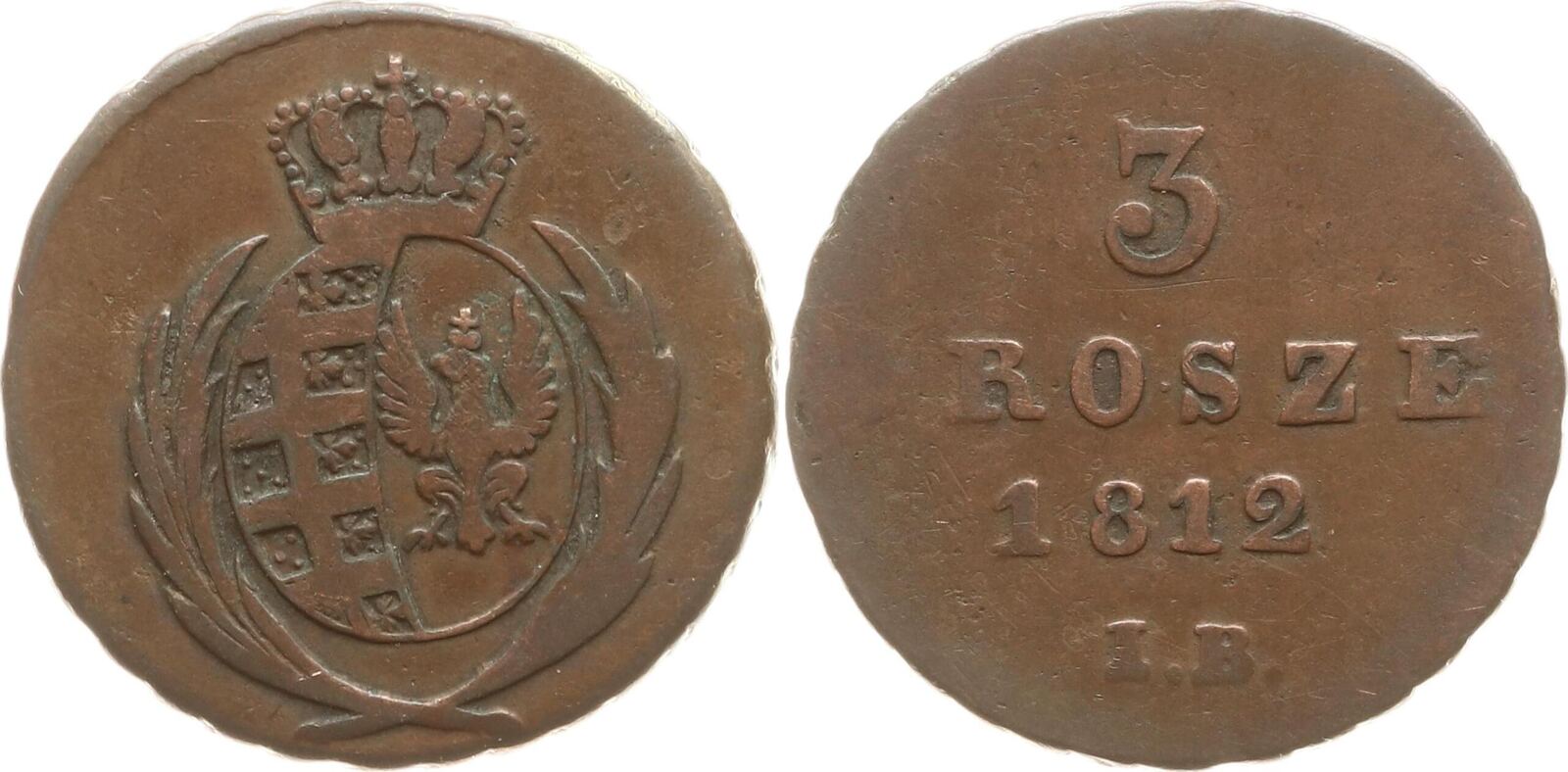 Polen - Herzogtum Warschau 3 Grosze 1812 IB Friedrich August I. v ...