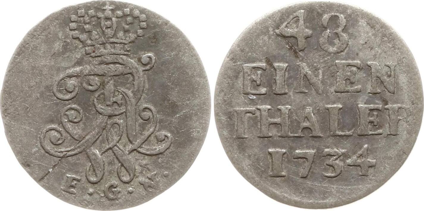 Brandenburg-Preußen 1/48 Taler 1734 EGN Friedrich Wilhelm I., 1713 ...
