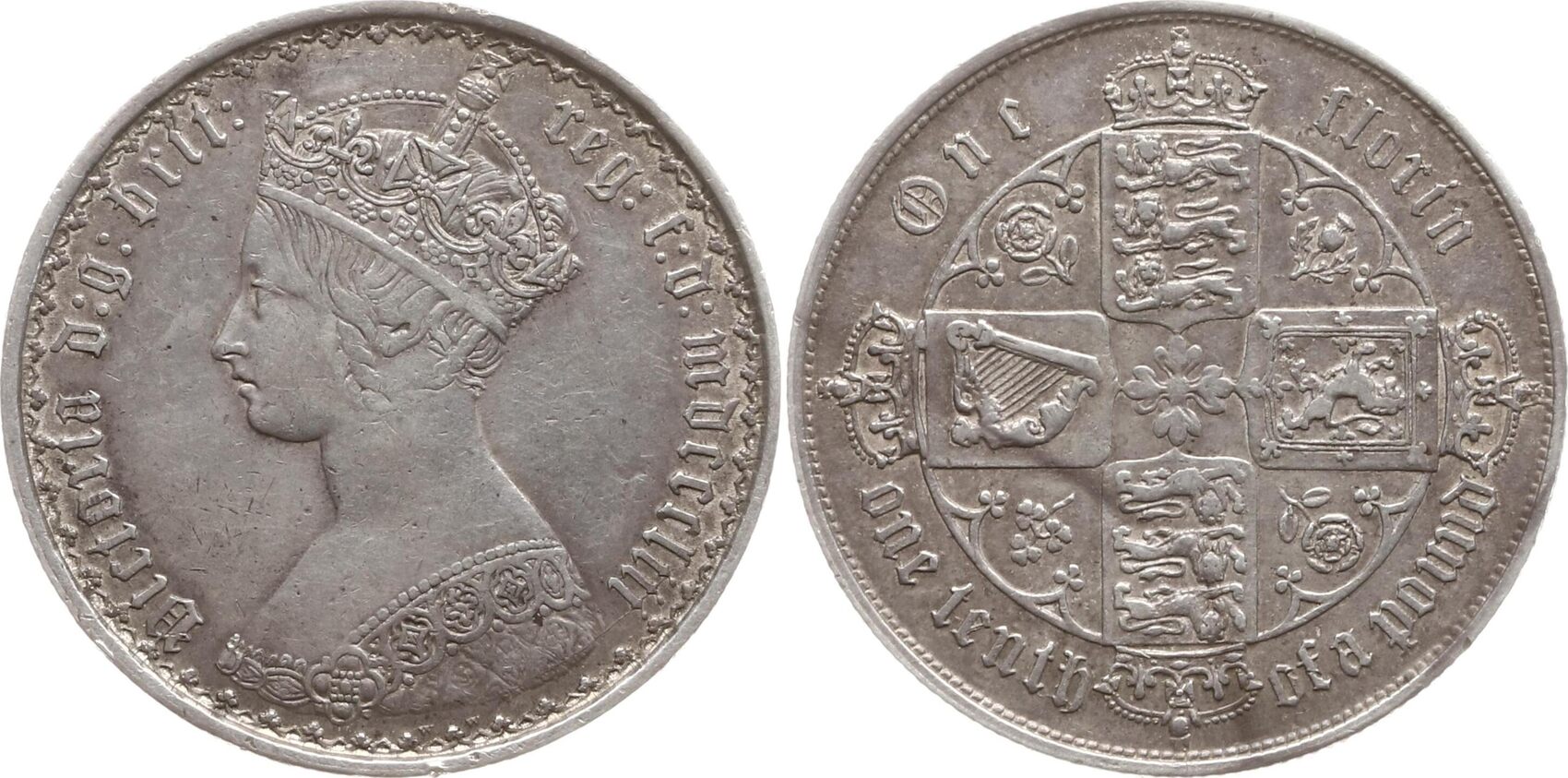 Großbritannien Gothic Florin (2 Shillings) 1853 Victoria, 1837 - 1901 ...