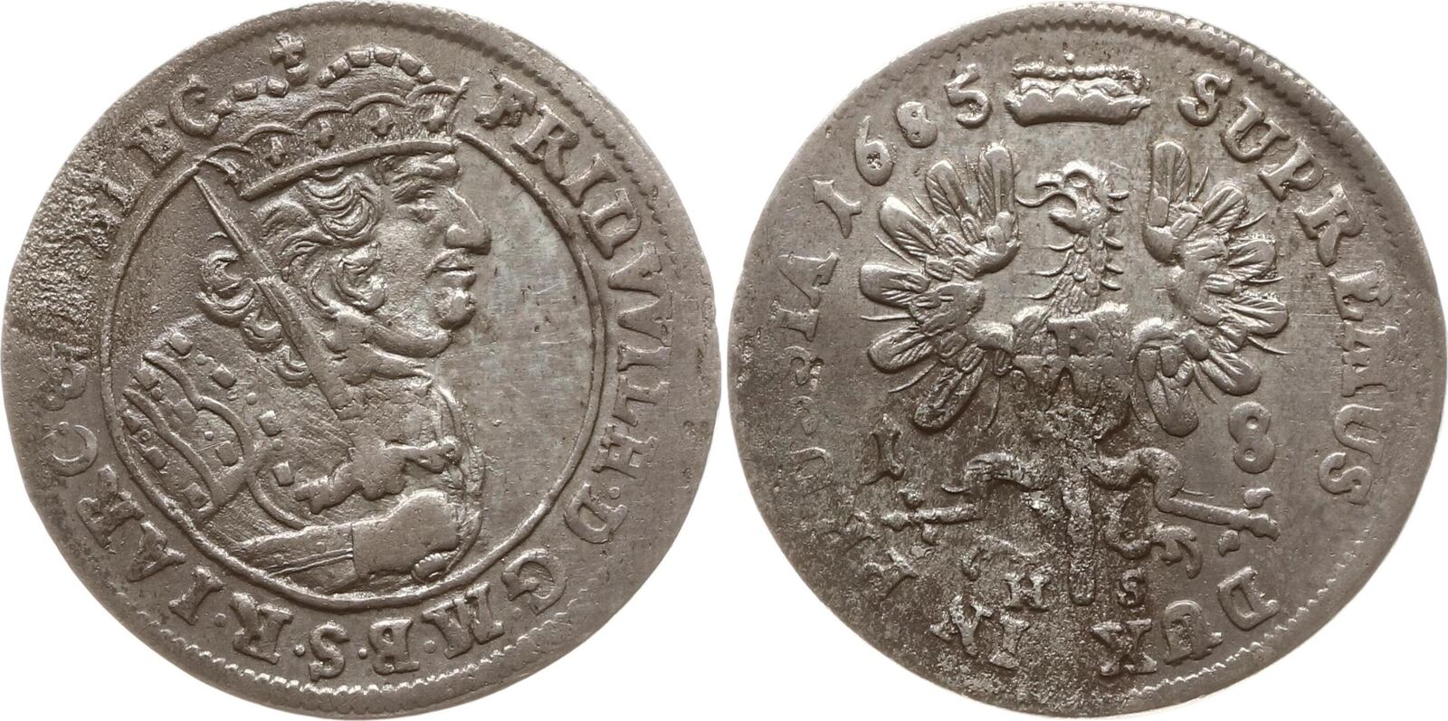 Brandenburg-Preußen 18 Gröscher 1685 HS Friedrich Wilhelm, 1640 - 1688 ...