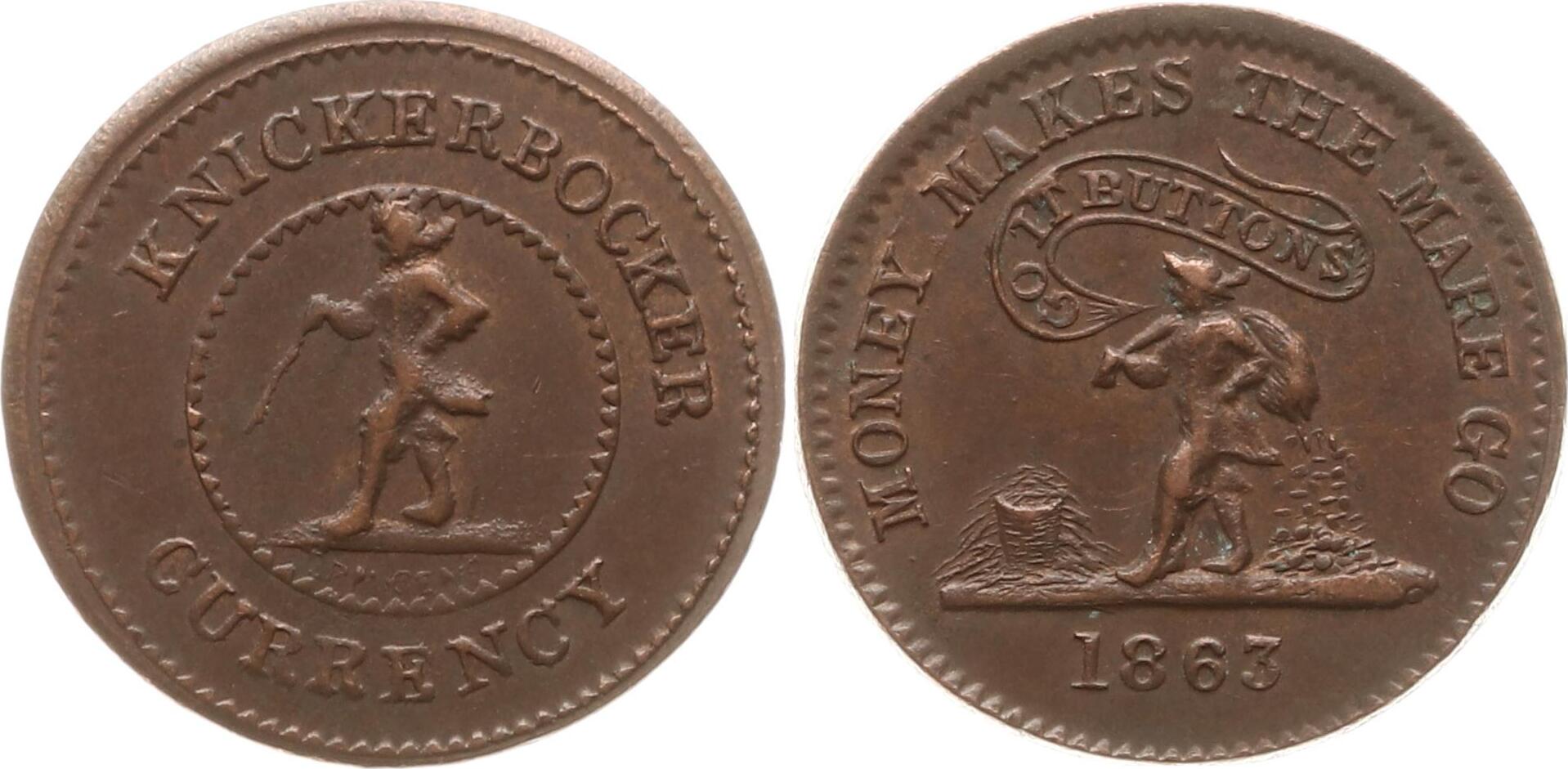 USA Civil War Token 1863 KNICKERBOCKER CURRENCY / MONEY MAKES THE MARE ...