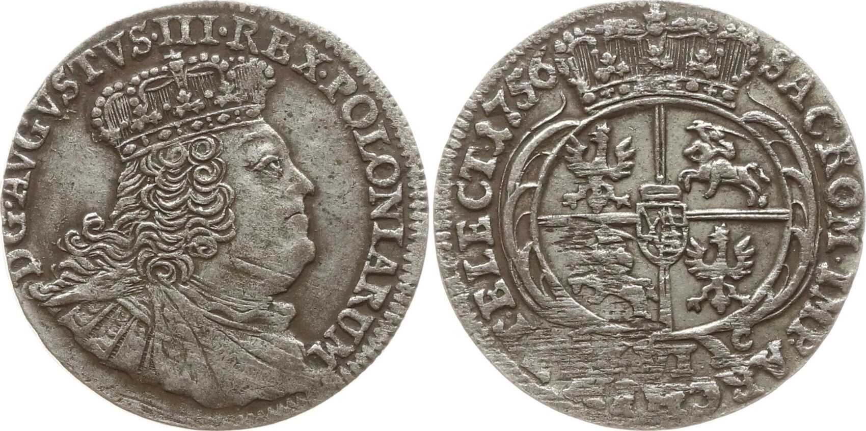 Polen, Königreich 6 Groschen 1756 EC August III., 1733 - 1763, Leipzig ...