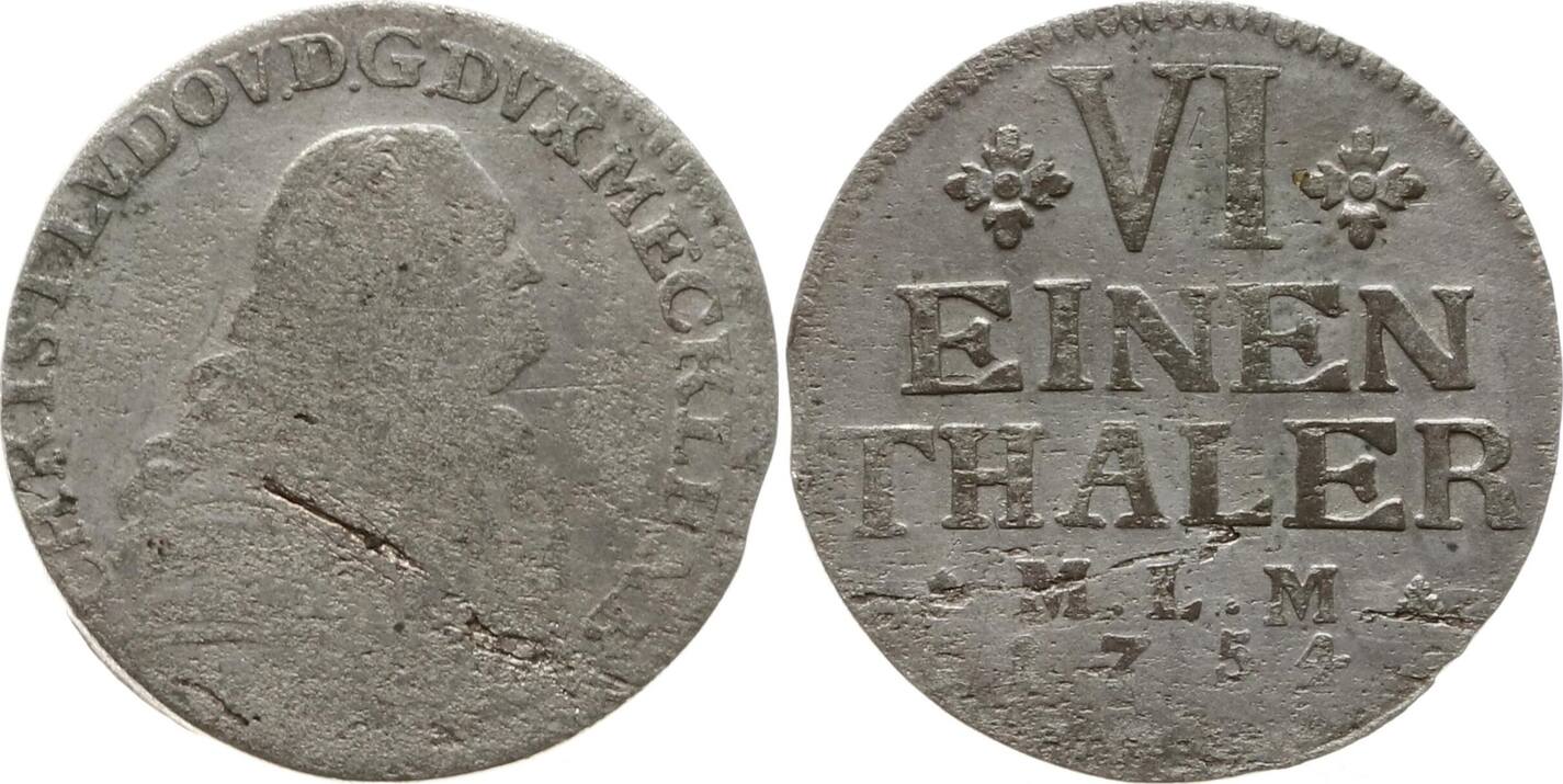 Mecklenburg-Schwerin, Herzogtum 1 Schilling 1754 (1760 - 1762) Friedrich, 1756 - 1785, Brb ...