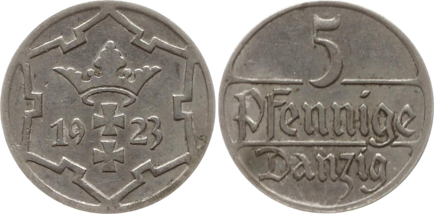 Danzig 5 Pfennig 1923 VF kl. Fleck | MA-Shops