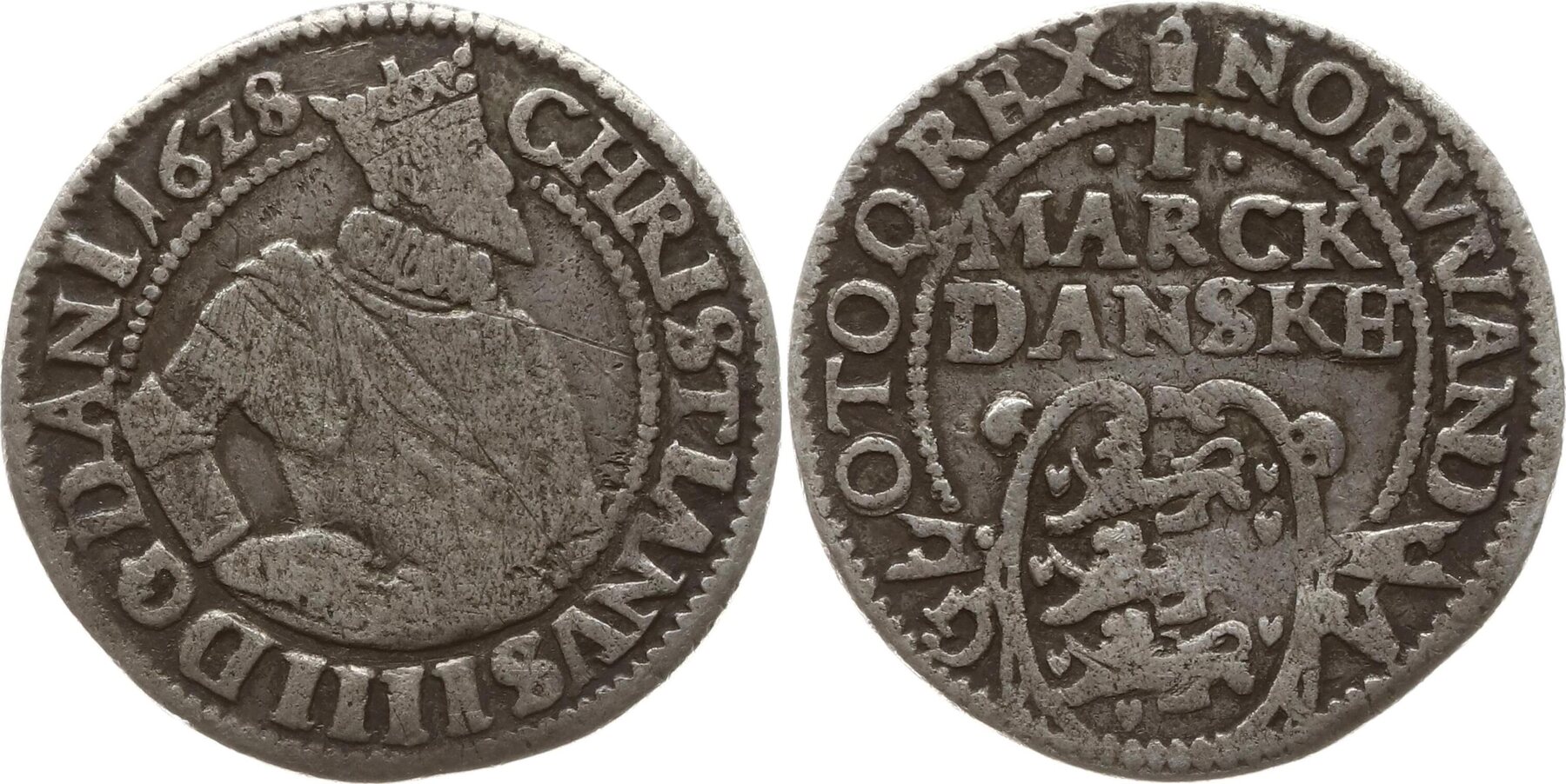 Dänemark, Königreich, Schleswig-Holstein 1 Mark 1628 Christian IV ...