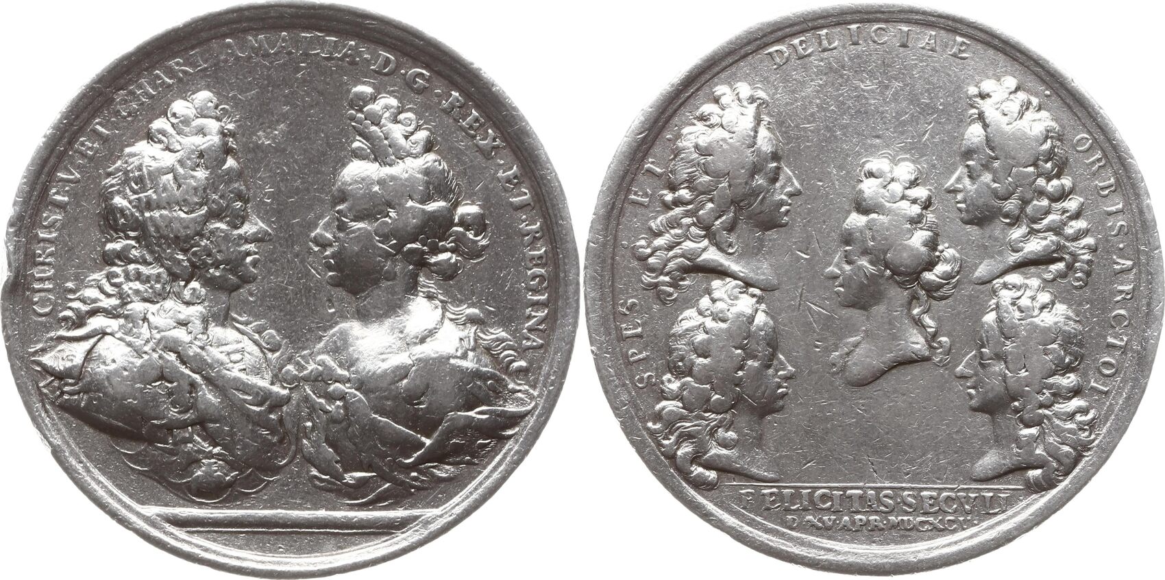 Dänemark, Königreich Silbermedaille 1695 Christian V., 1670-1699, v ...