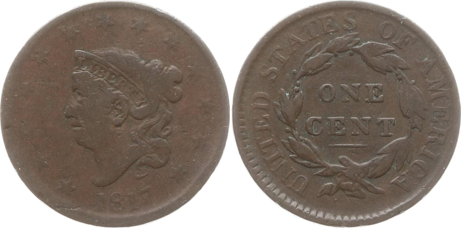 USA Large Cent Coronet Head 1817 F / VF- | MA-Shops