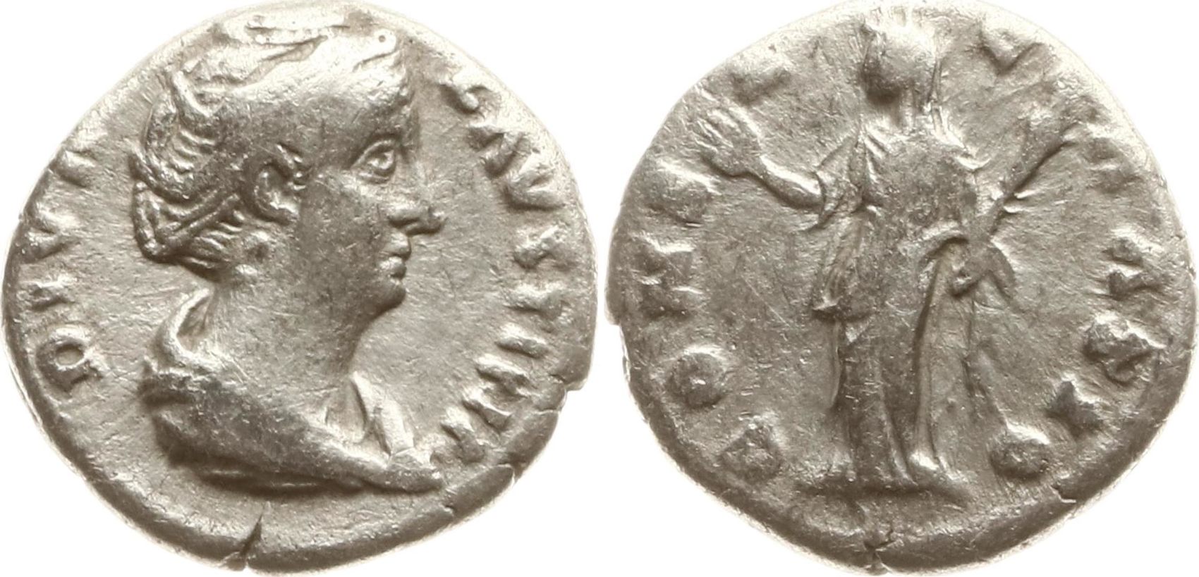 Römische Kaiserzeit Denar nach 141, R! Diva Faustina I, DIVA - FAVSTINA / CONS E - C RATIO ...