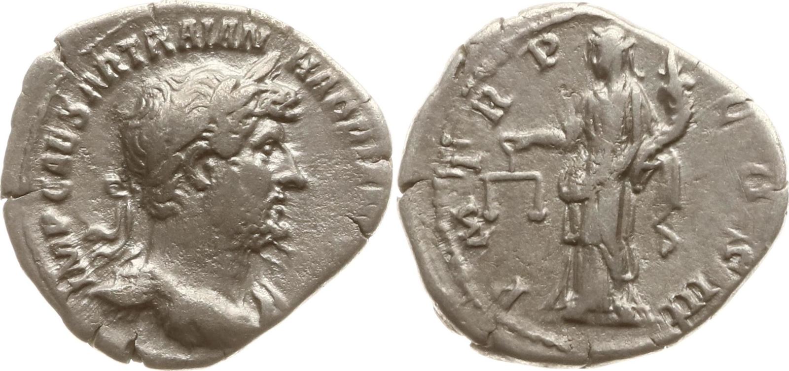 Römisches Kaiserreich Denar 119 - 125 Hadrian, IMP CAESAR TRAIAN ...