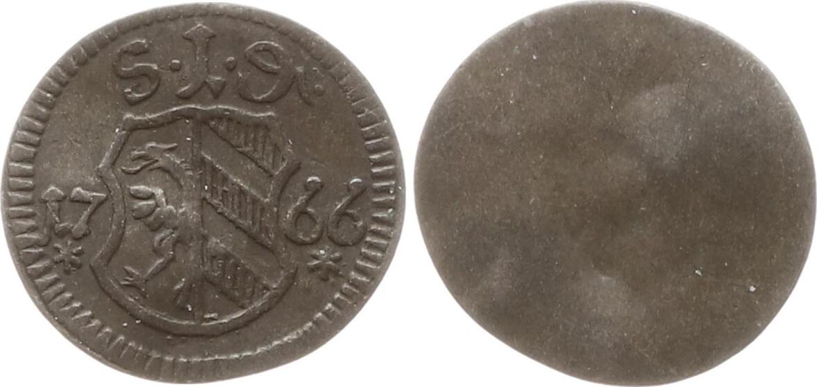 Nürnberg, Stadt Einseitiger Pfennig 1766 Sehr seltener Jahrgang VF+ mit ...
