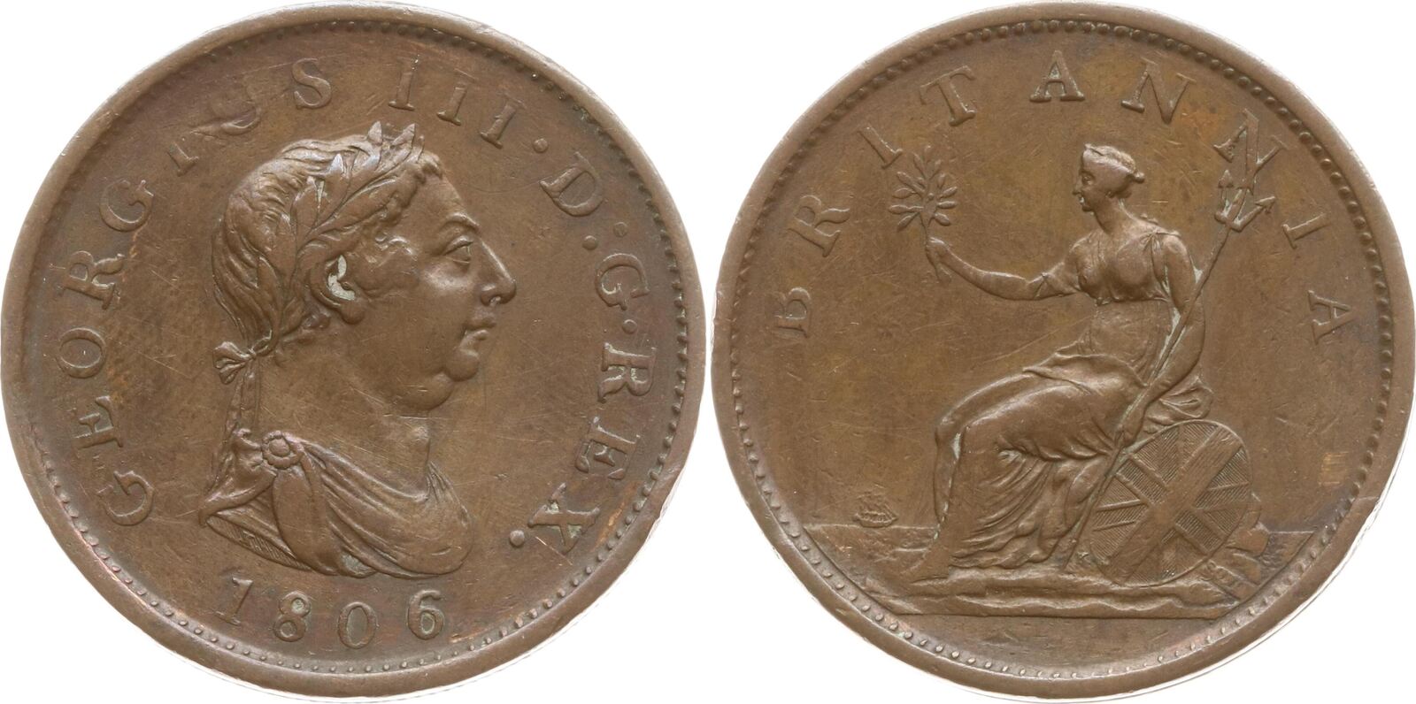 Großbritannien Penny 1806 George III., 1760 - 1820 VF+, kl. RF | MA-Shops