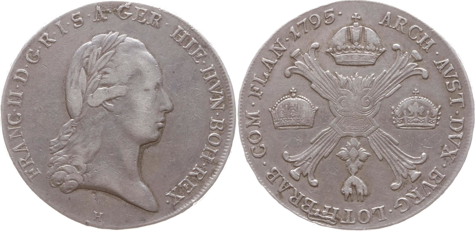 RDR, Haus Habsburg Kronentaler 1795 H Günzburg, Franz II., 1792 - 1806 VF, min. Hsp. | MA-Shops