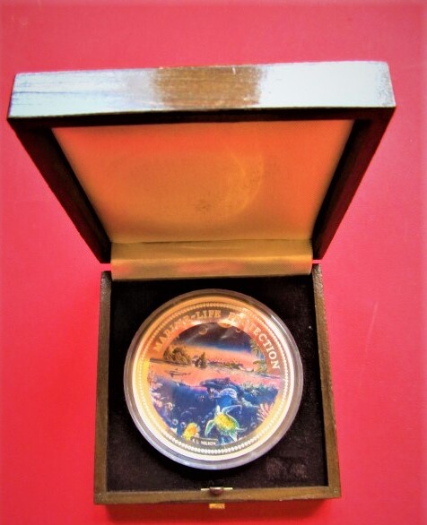 Palau - Inseln 20 Dollars 1994 20 $ Dollar - 5 Unzen Silber COLOR - Farbmünze Marine Lift ...