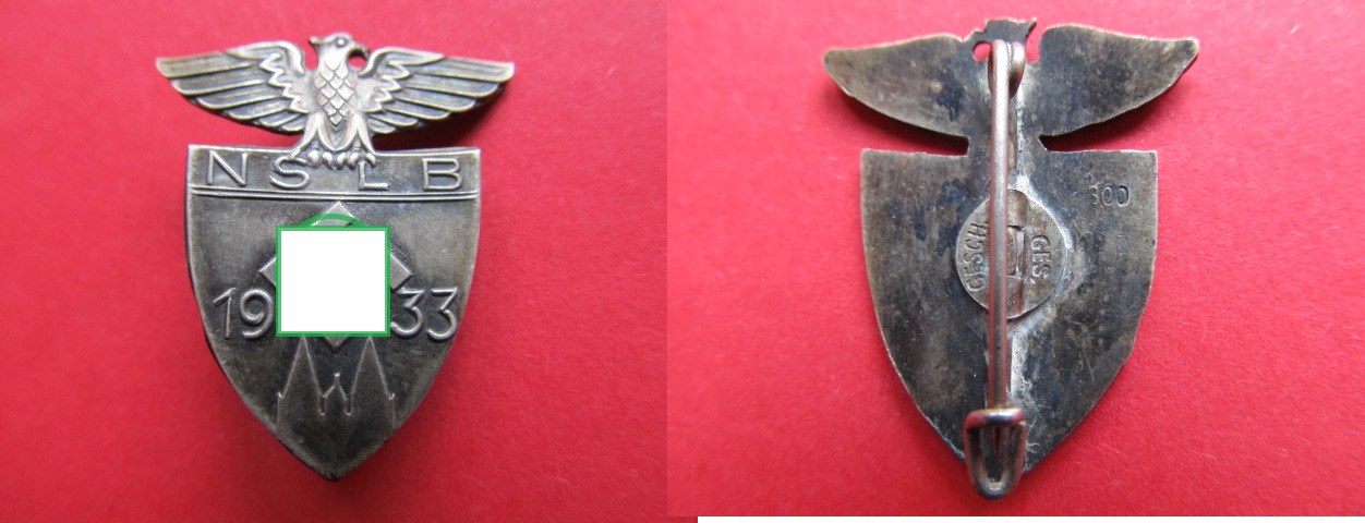 Deutschland 1933-1945 Abzeichen 1933 800er Silber - NSLB ...