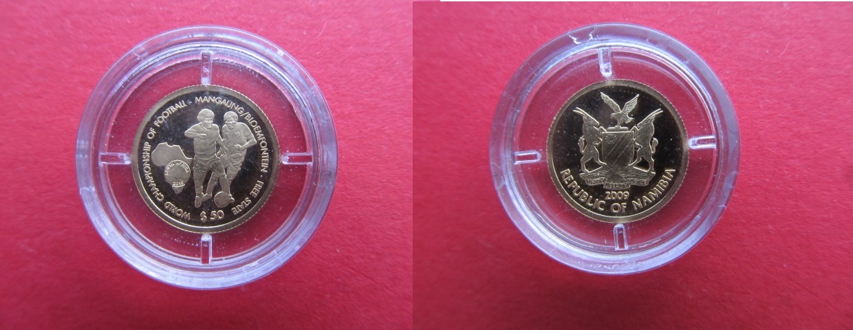 50 Dollars 2009 Gold coin namibia Soccer World Cup South Africa 2010 ...