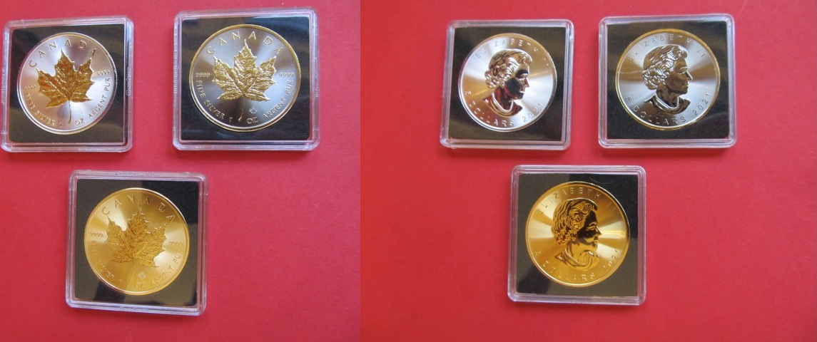 Kanada 3 x 5 Dollars 2021 Canada 5 $ Dollar - Silber - Maple Leaf ...