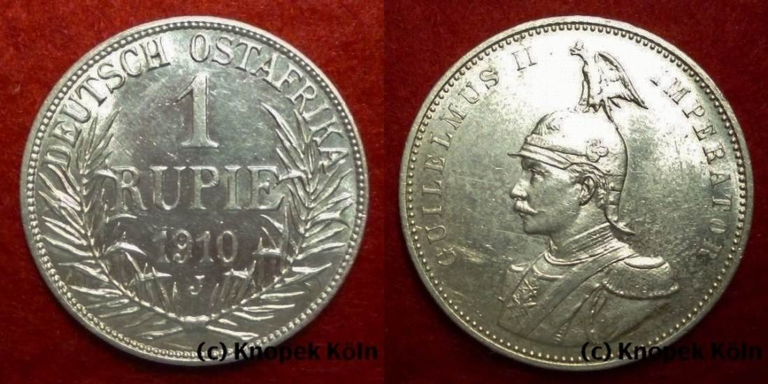 Deutsch-Ostafrika 1 Rupie 1910 J German Colonies EF | MA-Shops