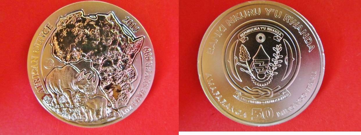 Ruanda 50 Amafaranga 2012 50 Francs - Silber - Silberunze - Rwanda ...