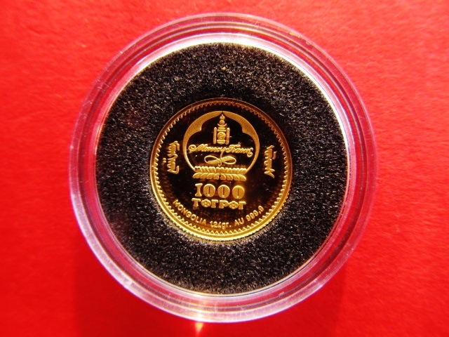 Mongolei 1000 Tögrög 1999 Gold Leonardo da Vinci - Gold Miniature coin ...