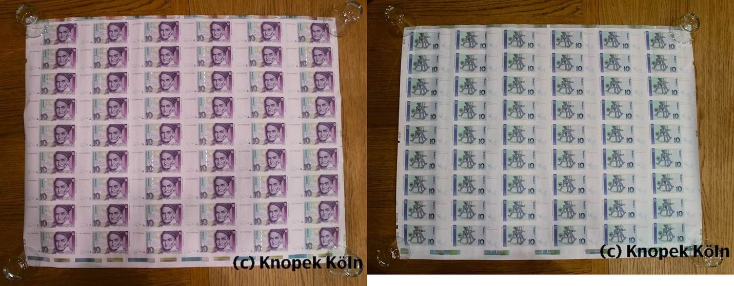BRD Banknotenbogen 54 x 10 DM (ungeschnitten) 01.10.1993 Zehn D-Mark ...