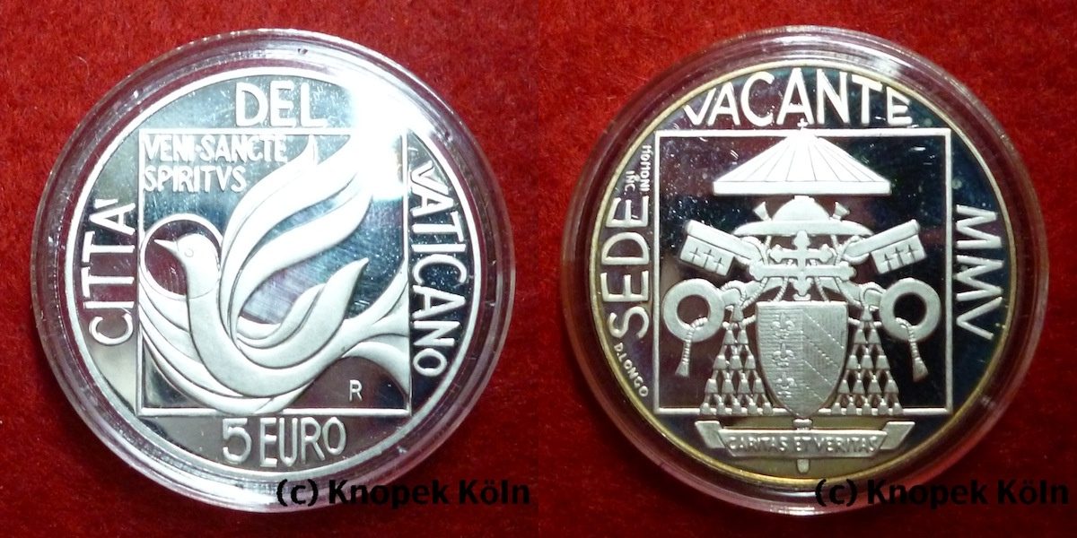Vatikan 5 Euro Sede Vacante 2005 MMV Sedisvakanz Vacant Papal see pp in ...