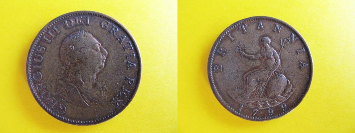 Grossbritannien 1/2 Penny 1799 Georg III. 1760-1820, (George III.), KM ...