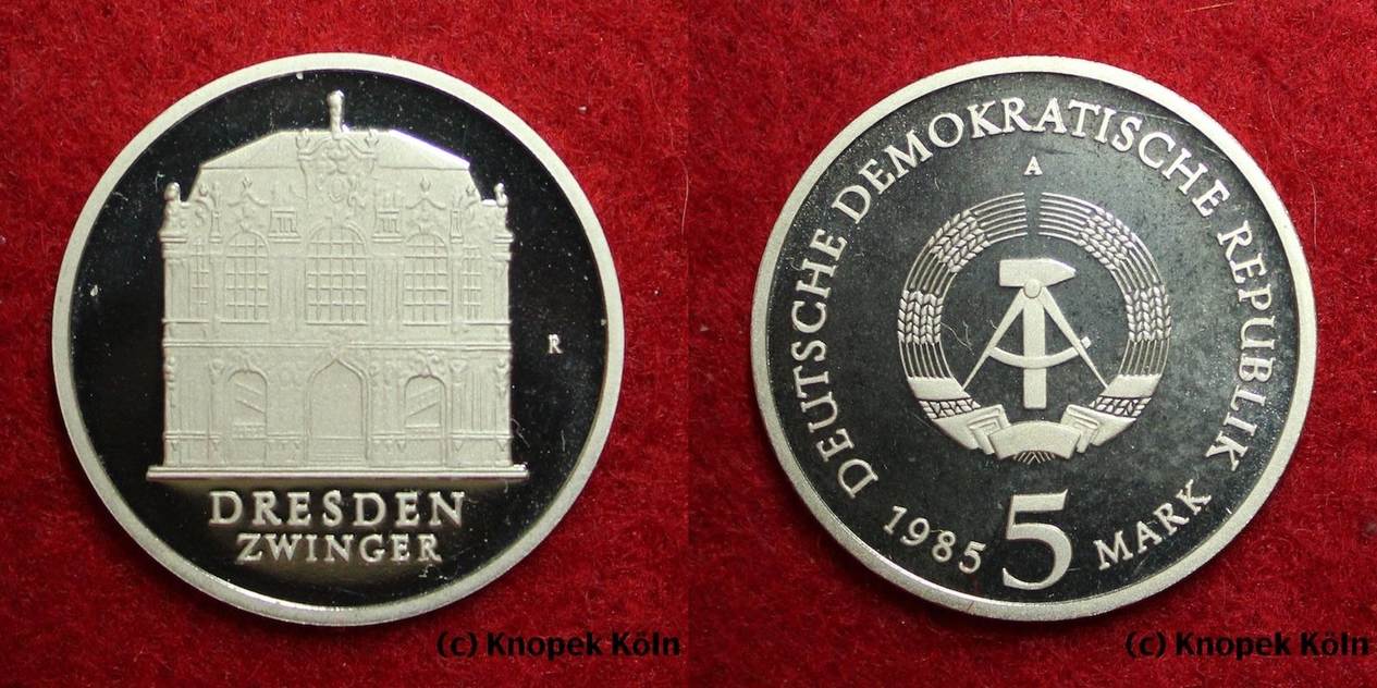 DDR 5 Mark Gedenkmünze 1985 GDR German coin RARE Proof offen (min ...