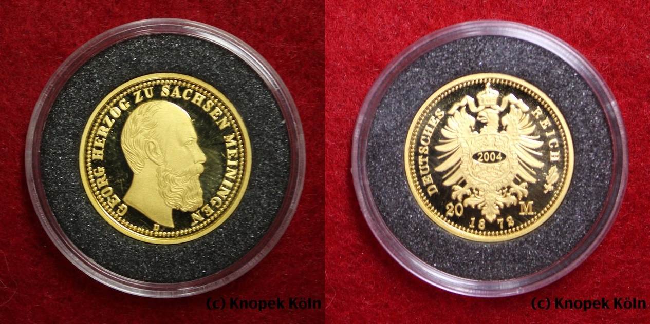 Sachsen-Meiningen / Deutsches Reich 20 Mark Gold 2004 NP Herzog Georg ...