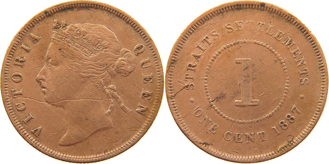 STRAITS SETTLEMENTS CENT 1887 Victoria 1837-1901 VF | MA-Shops