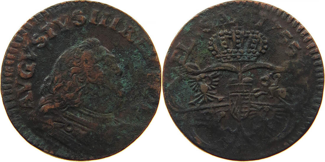 POLAND GROSZ GROSCHEN 1755 August III. 1733-1763 F-VF | MA-Shops