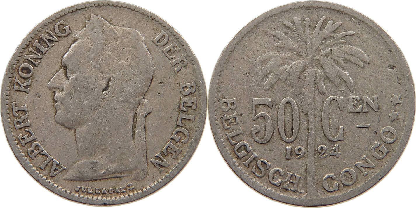 BELGIAN CONGO 50 CENTIMES 1924 Albert I. 1909-1934 S | MA-Shops