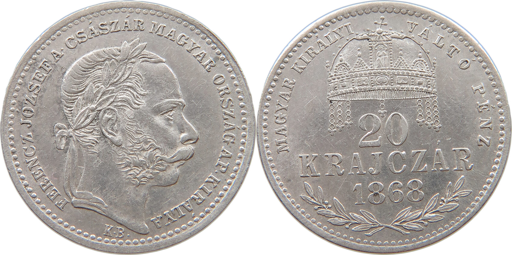 Haus Habsburg 20 Krajczar 1868 Franz Joseph I. (1848-1916) VF+ | MA-Shops