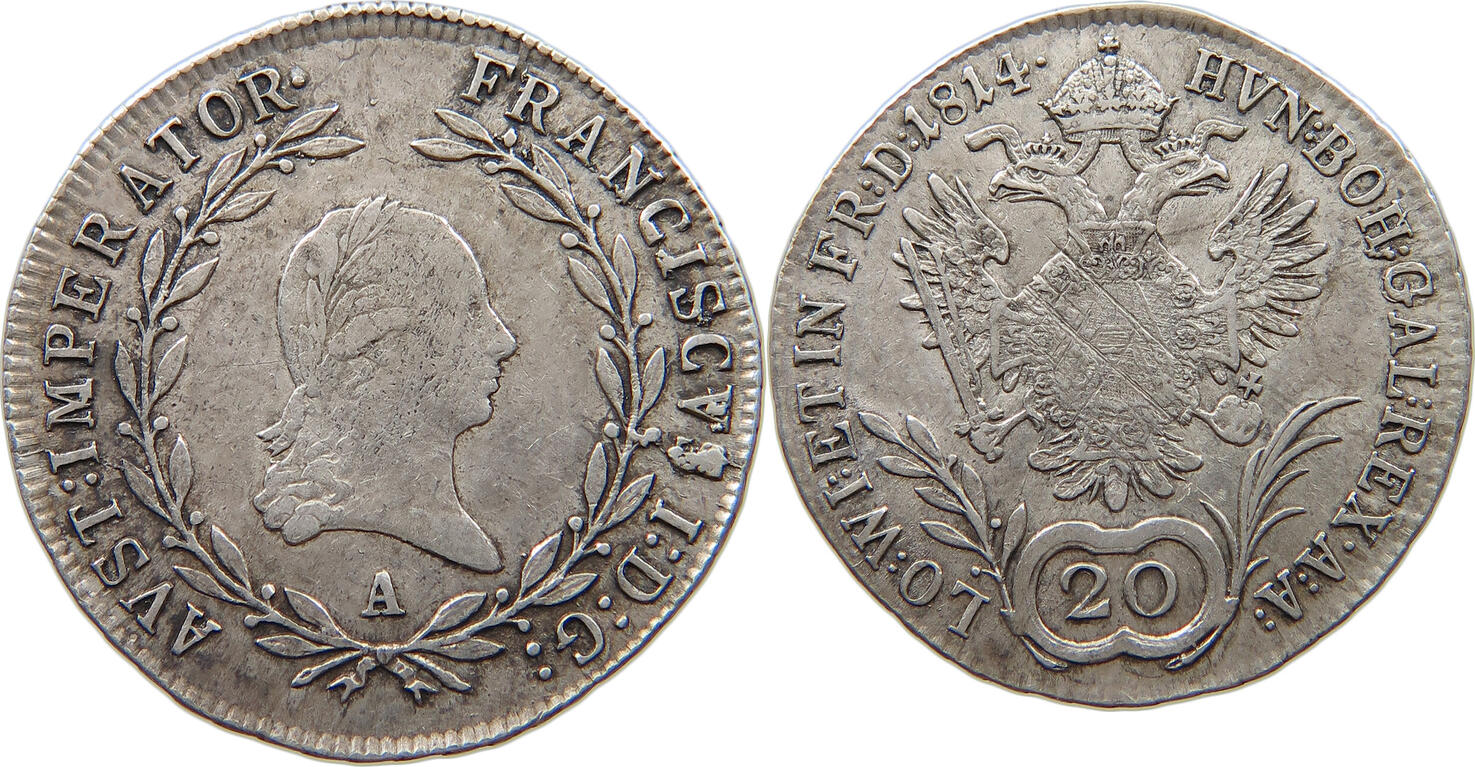 Haus Habsburg 20 Kreuzer 1814 Franz II./I. (1792-1835) VF | MA-Shops